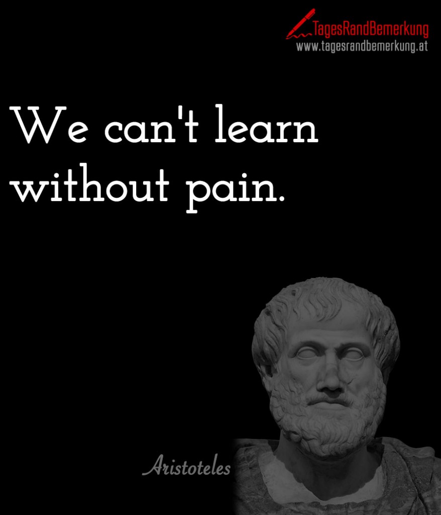 We can't learn without pain. - Zitat von Die TagesRandBemerkung